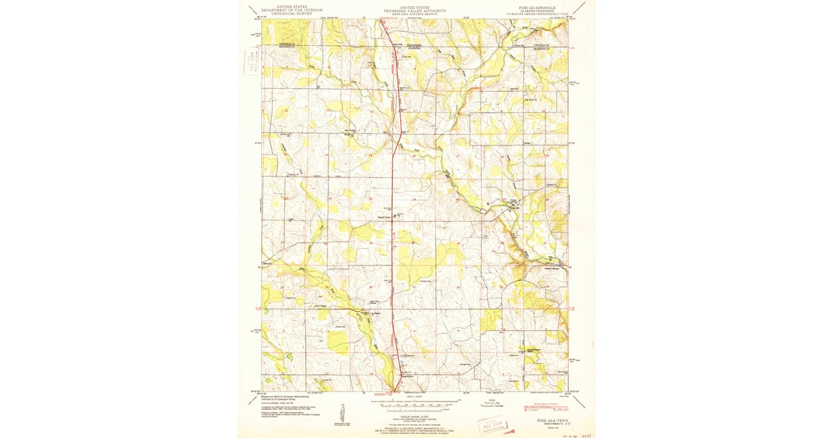 1951 Map of Fisk, Madison County, AL — High-Res | Pastmaps