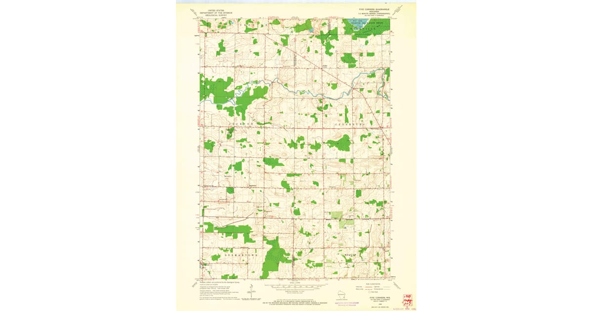 1959 Map of Five Corners, Washington County, WI — High-Res | Pastmaps