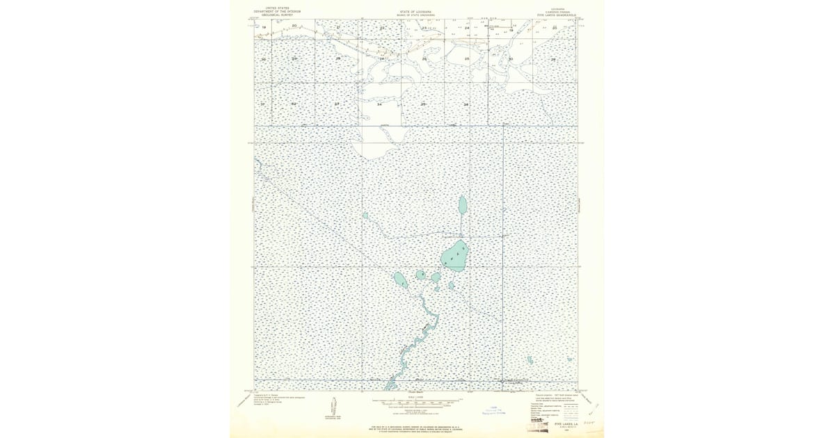 1934 Map of Five Lakes, Cameron Parish, LA — High-Res | Pastmaps