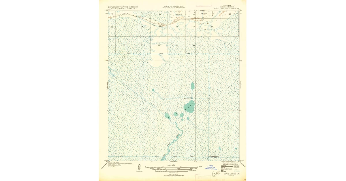 1935 Map of Five Lakes, Cameron Parish, LA — High-Res | Pastmaps