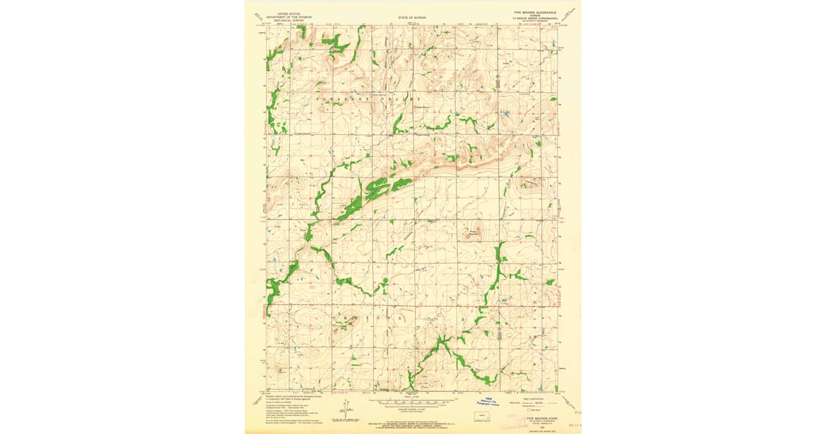1963 Map of Five Mounds, Wilson County, KS — High-Res | Pastmaps