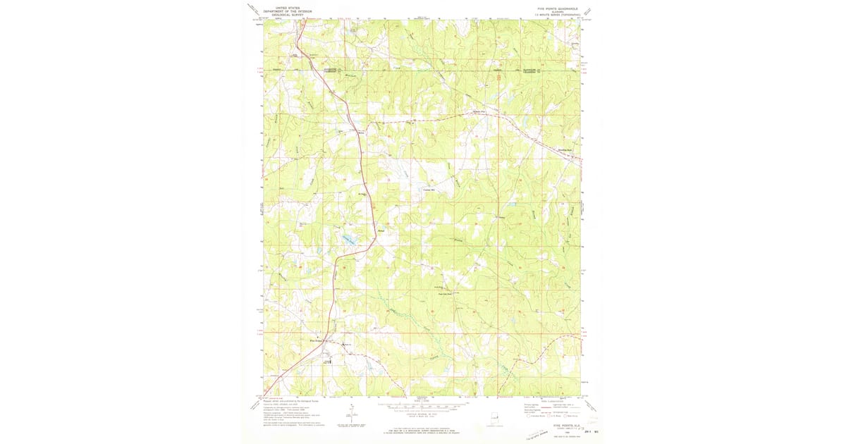 1968 Map of Five Points, AL — High-Res | Pastmaps