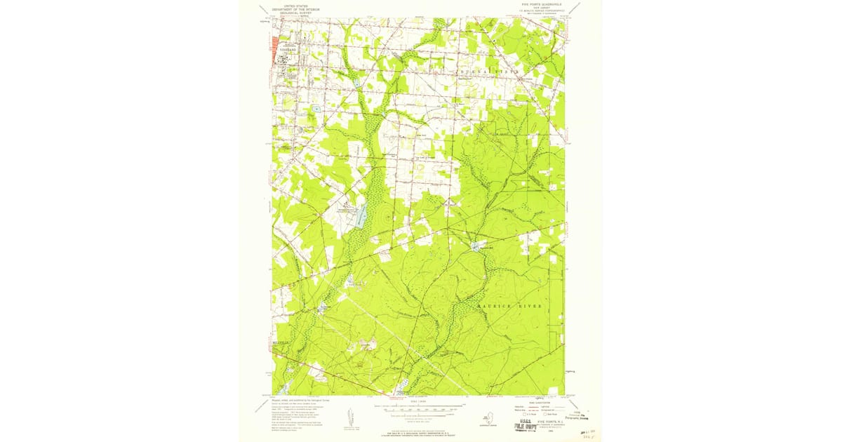 1956 Map of Five Points, Cumberland County, NJ — High-Res | Pastmaps