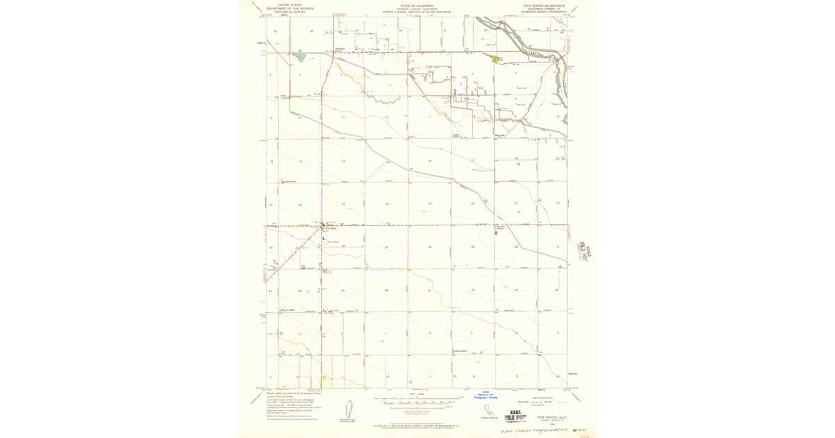 1956 Map of Five Points, Fresno County, CA — High-Res | Pastmaps