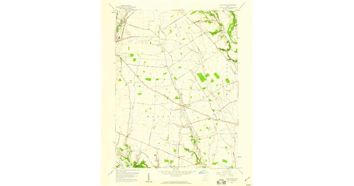 1958 Map of Five Points, Pickaway County, OH — High-Res | Pastmaps