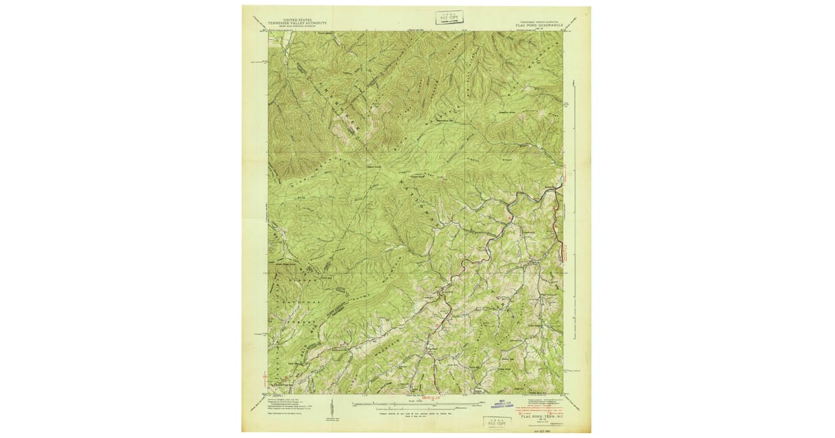 1939 Map of Flag Pond, Unicoi County, TN — High-Res | Pastmaps
