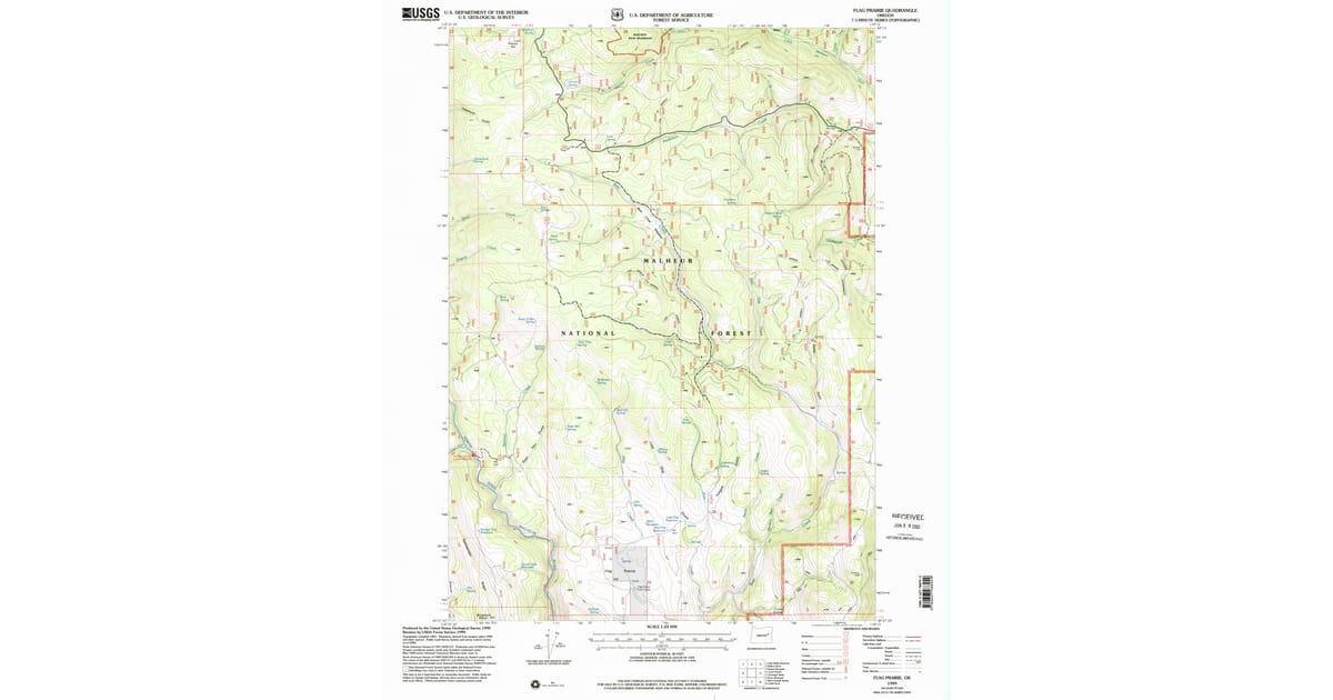 1999 Map of Flag Prairie, Grant County, OR — High-Res | Pastmaps