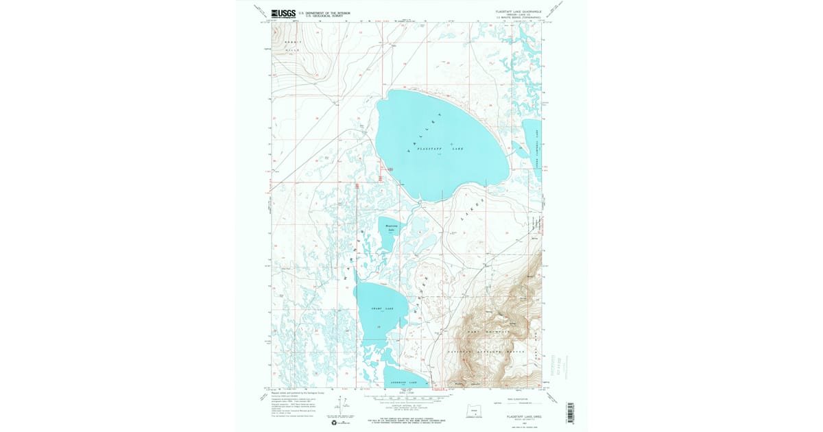 1967 Map of Flagstaff Lake, Lake County, OR — High-Res | Pastmaps