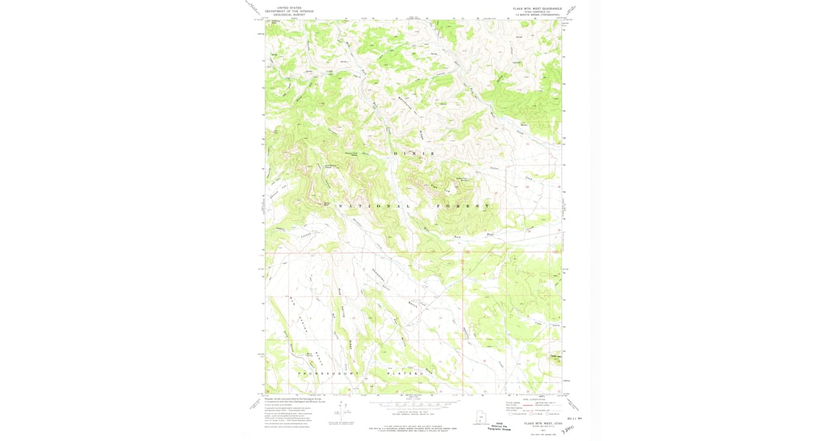1971 Map of Flake Mtn West, Garfield County, UT — High-Res | Pastmaps