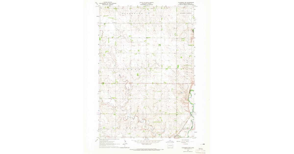 1964 Map of Flandreau SW, Moody County, SD — High-Res, 1965 Print #2 ...