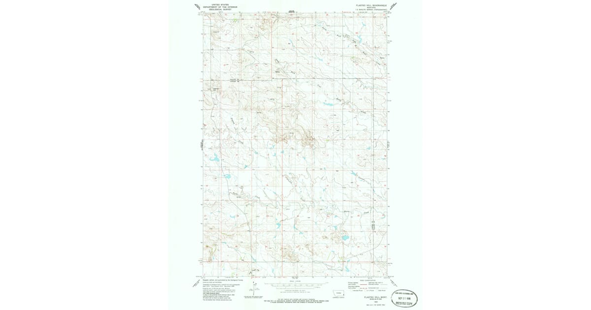 1980 Map of Flasted Hill, Carter County, MT — High-Res, 1986 Print ...