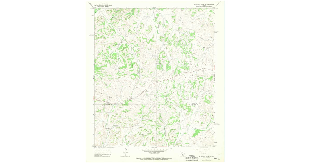1967 Map of Flat Rock Draw SE, Sutton County, TX — High-Res | Pastmaps