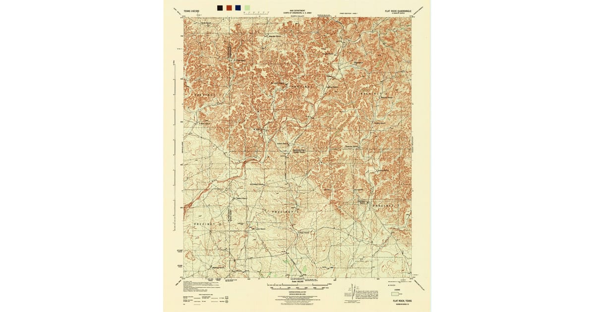 1944 Map of Flat Rock, Edwards County, TX — High-Res | Pastmaps