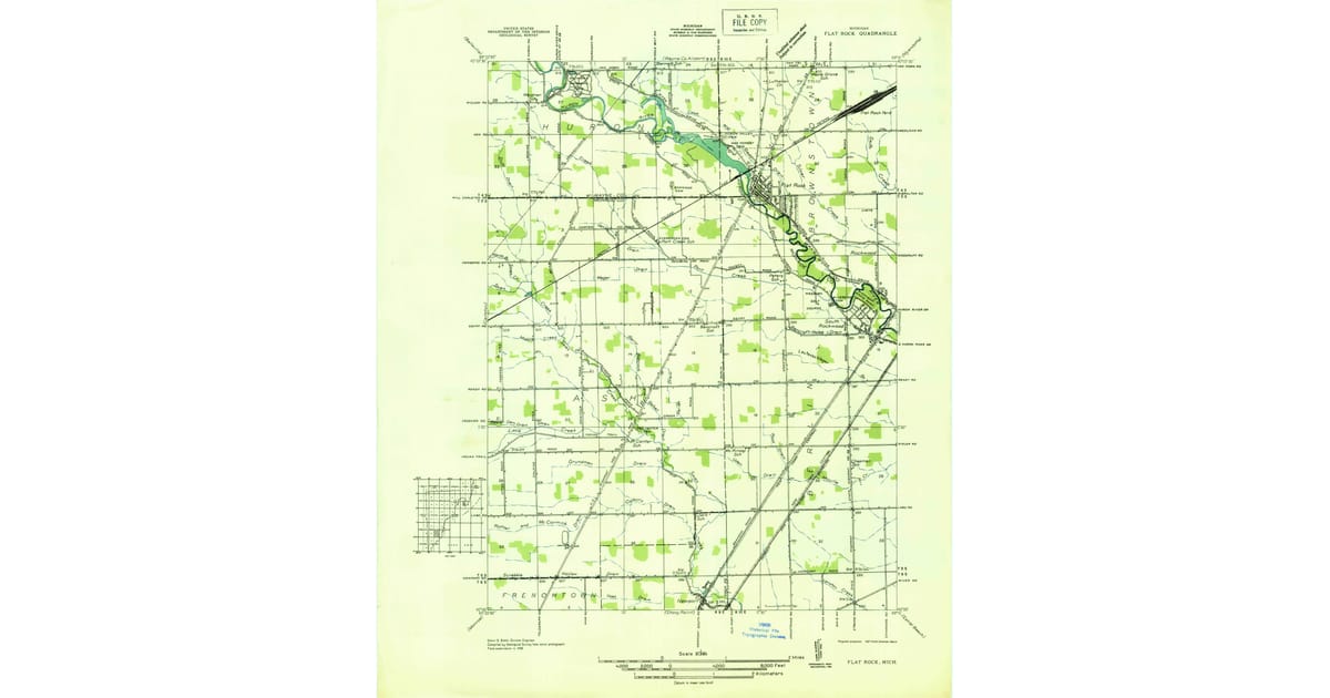1936 Map of Flat Rock, MI — High-Res | Pastmaps