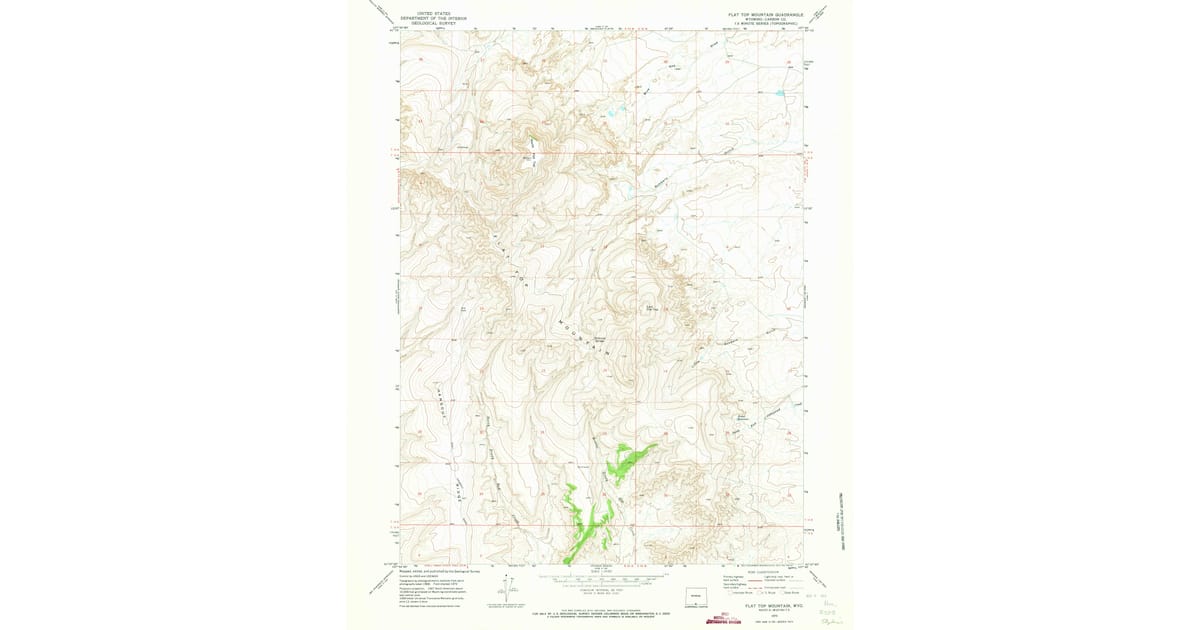 1970 Map of Flat Top Mountain, Carbon County, WY — High-Res | Pastmaps