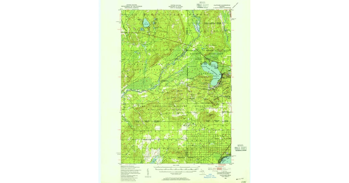 1949 Map of Fletcher, Kalkaska County, MI — High-Res | Pastmaps