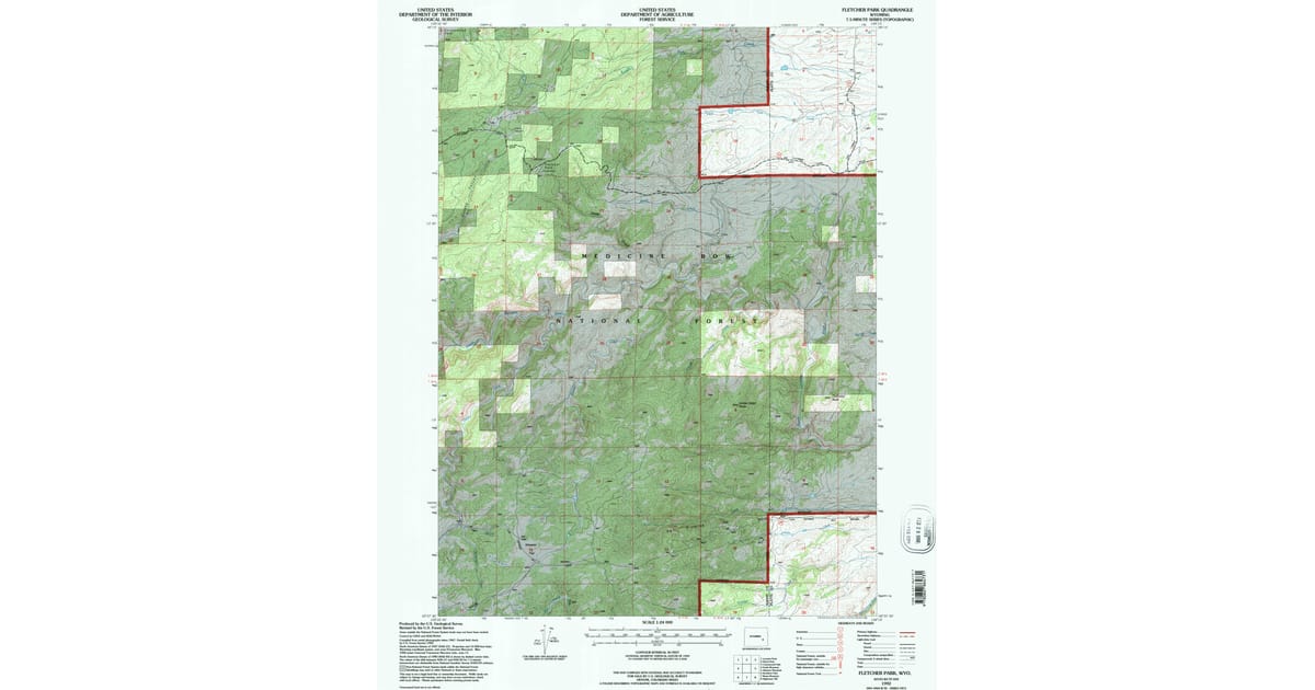1992 Map of Fletcher Park, Albany County, WY — High-Res | Pastmaps