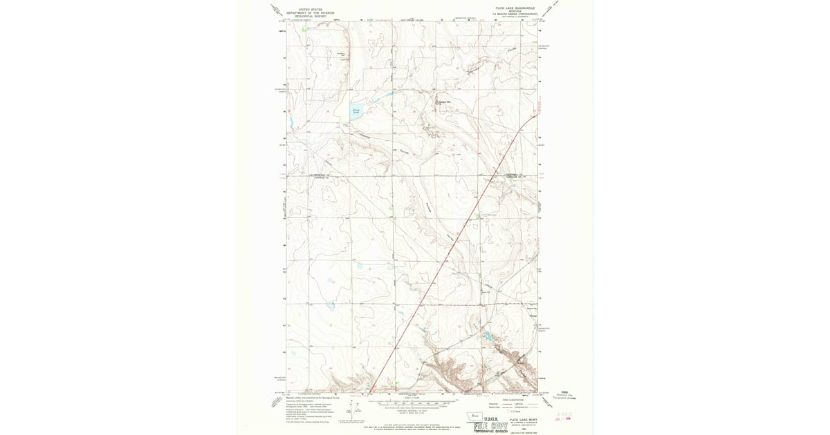 1965 Map of Flick Lake, Cascade County, MT — High-Res | Pastmaps