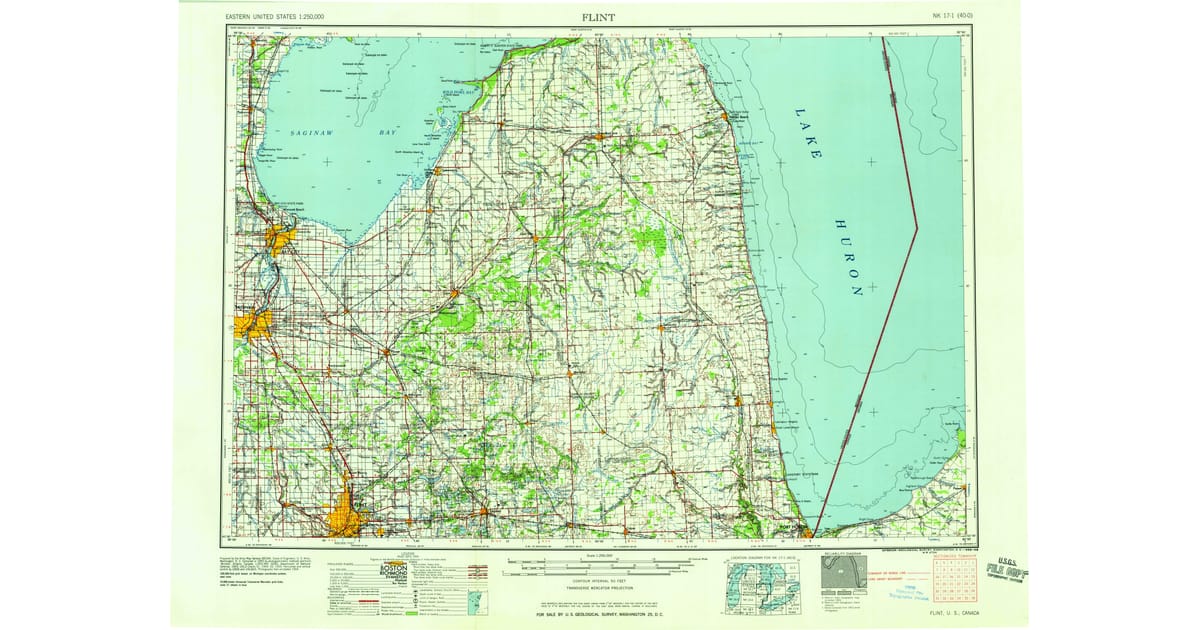 1958 Map of Flint, MI — High-Res | Pastmaps