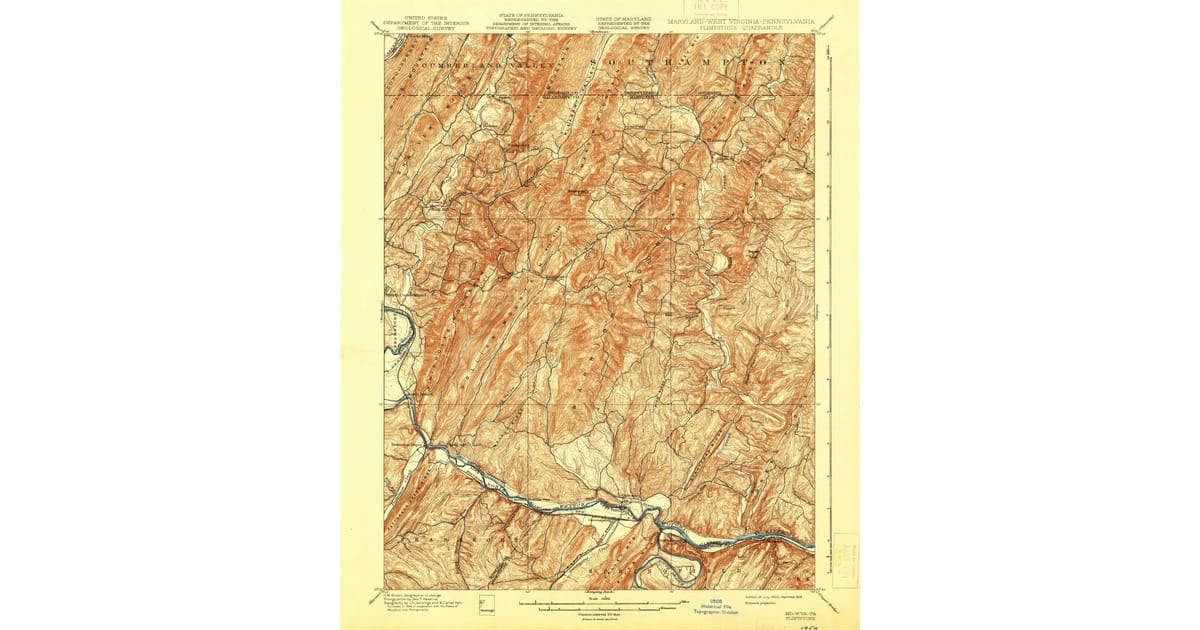 1900 Map of Flintstone, MD — High-Res, 1938 Print | Pastmaps