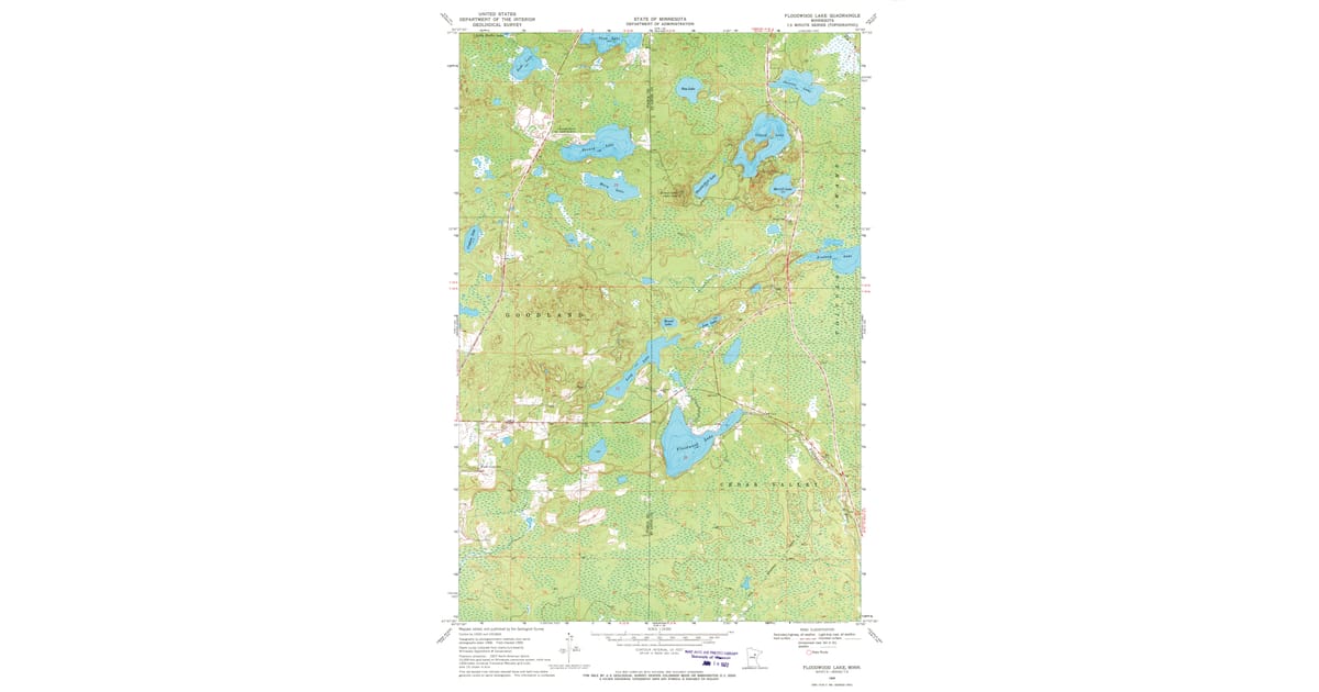 1969 Map of Floodwood Lake, St. Louis County, MN — High-Res | Pastmaps