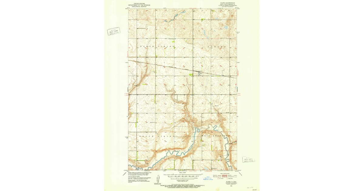 1951 Map of Flora, Benson County, ND — High-Res | Pastmaps