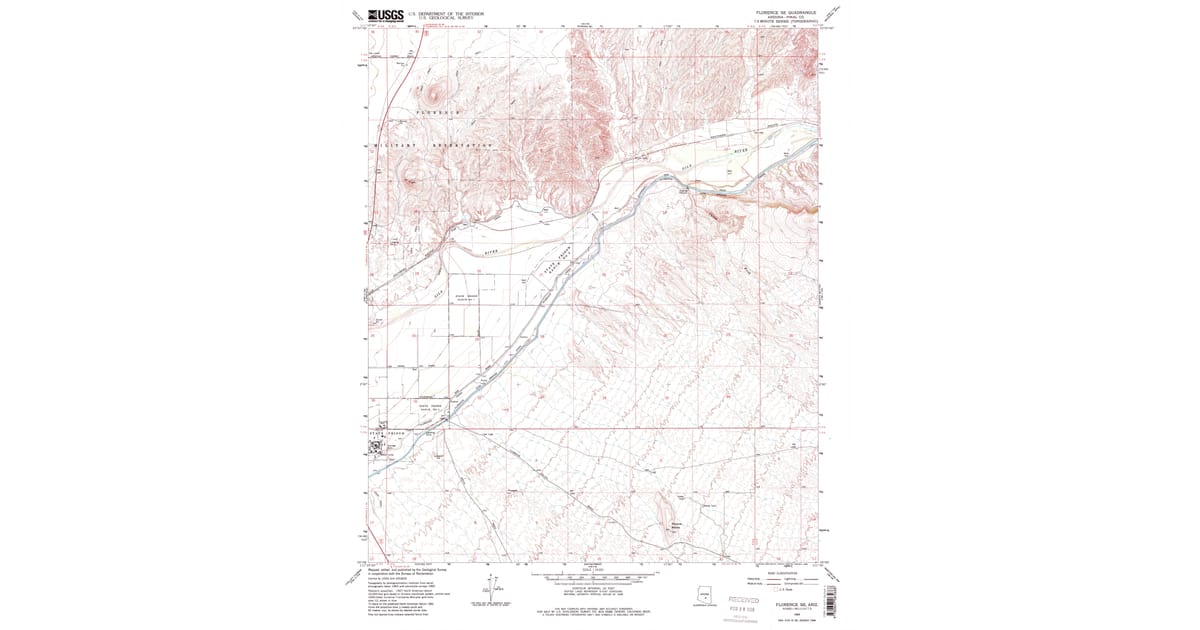 1965 Map of Florence SE, Pinal County, AZ — High-Res, 1985 Print | Pastmaps