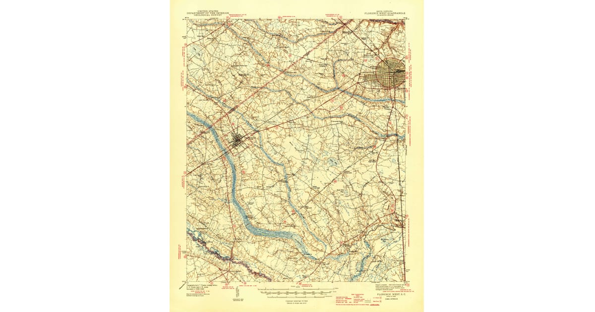 1945 Map of Florence West, Florence County, SC — High-Res | Pastmaps