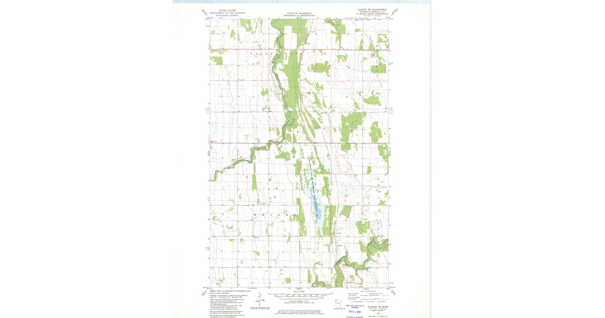 1982 Map of Florian NE, Marshall County, MN — High-Res | Pastmaps