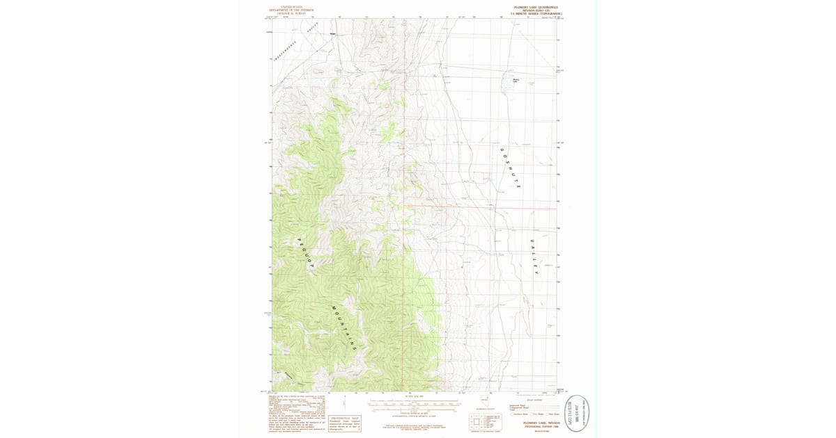 1986 Map of Flowery Lake, Elko County, NV — High-Res | Pastmaps