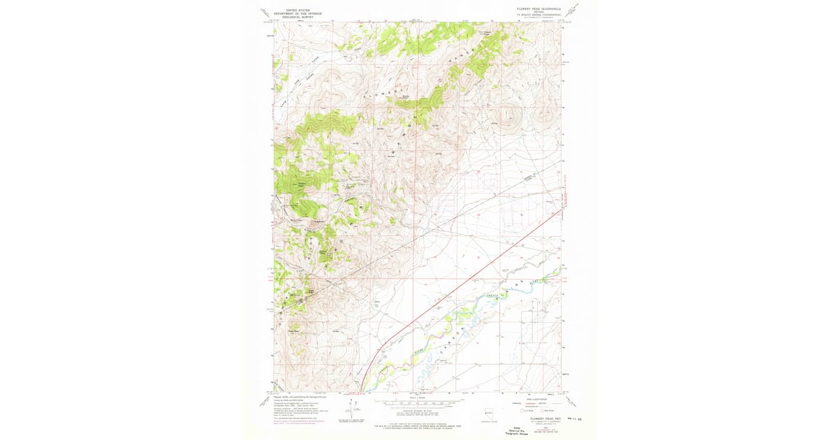 1967 Map of Flowery Peak, Storey County, NV — High-Res, 1976 Print ...
