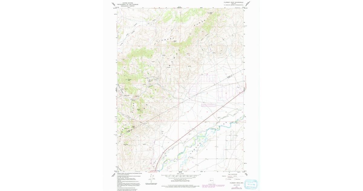 1967 Map of Flowery Peak, Storey County, NV — High-Res, 1991 Print ...