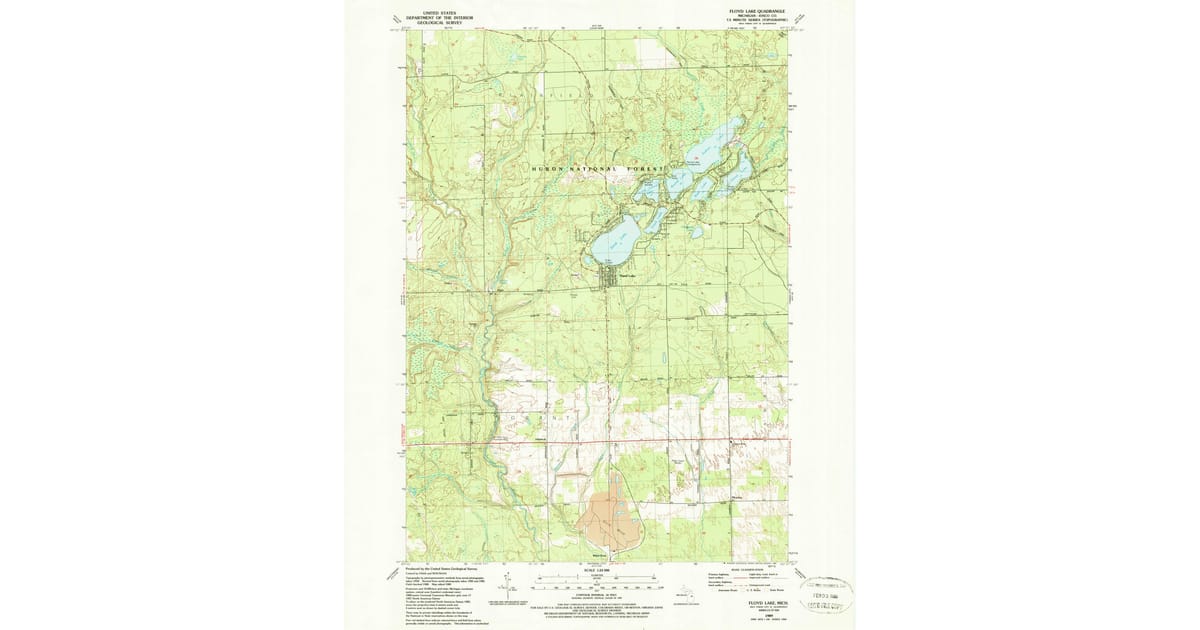 1989 Map of Floyd Lake, Iosco County, MI — High-Res | Pastmaps