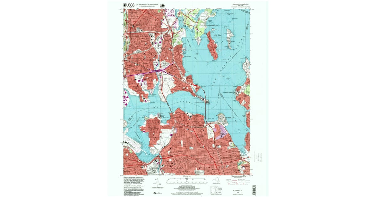 1995 Map of Flushing, Queens County, NY — High-Res | Pastmaps