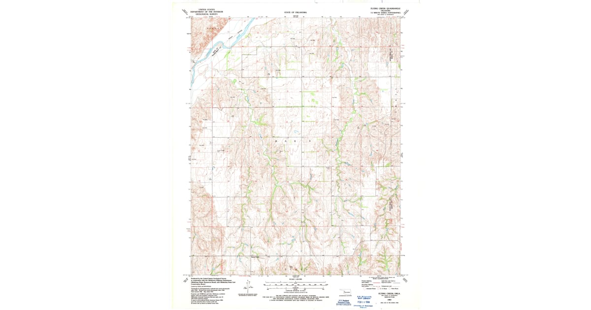 1987 Map of Flying Creek, Roger Mills County, OK — High-Res | Pastmaps