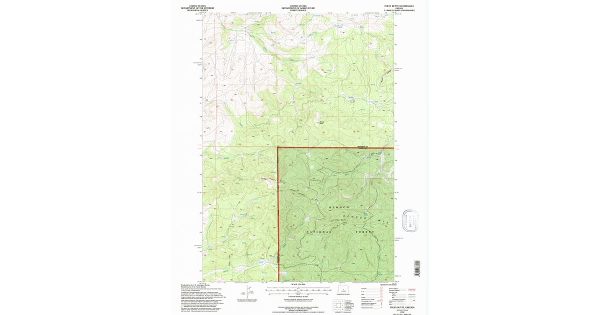 1992 Map of Foley Butte, Jefferson County, OR — High-Res | Pastmaps