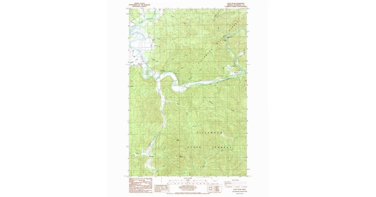 1985 Map of Foley Peak, Tillamook County, OR — High-Res | Pastmaps