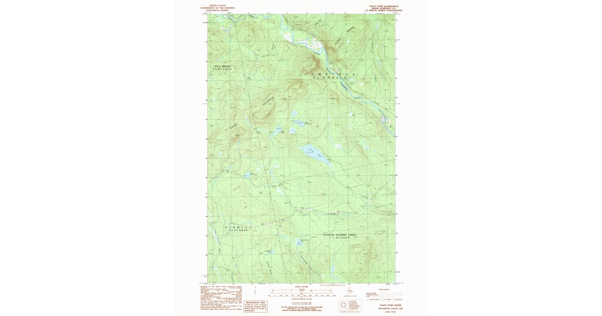 1989 Map of Foley Pond, Somerset County, ME — High-Res | Pastmaps