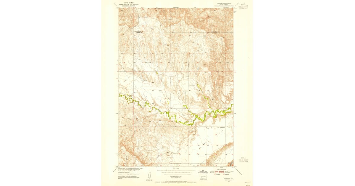 1953 Map of Folsom, Custer County, SD — High-Res | Pastmaps