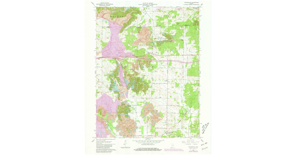 1960 Map of Folsomville, Warrick County, IN — High-Res, 1981 Print ...