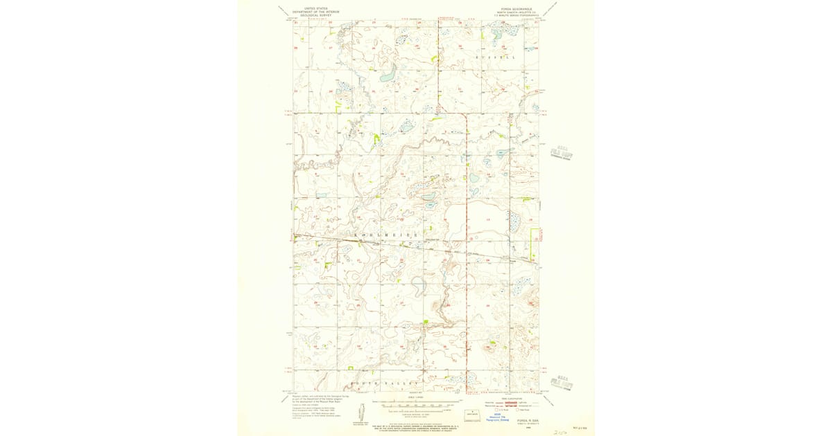 1955 Map of Fonda, Rolette County, ND — High-Res | Pastmaps
