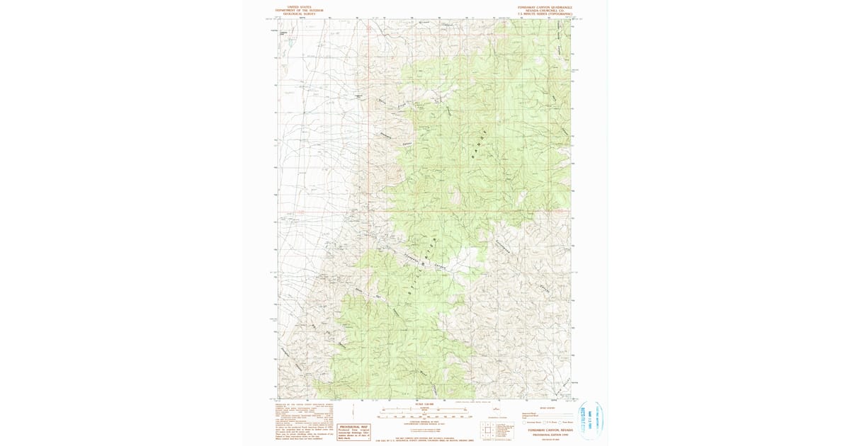 1990 Map of Fondaway Canyon, Churchill County, NV — High-Res | Pastmaps