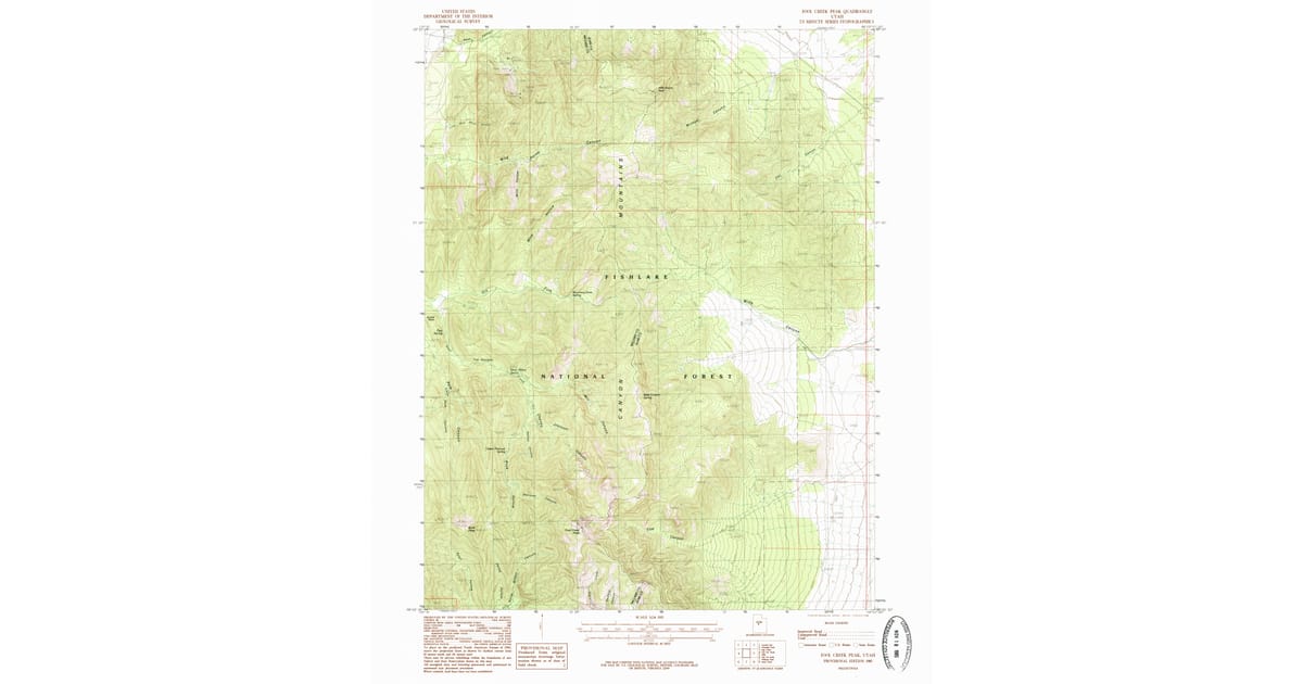 1985 Map of Fool Creek Peak, Juab County, UT — High-Res | Pastmaps