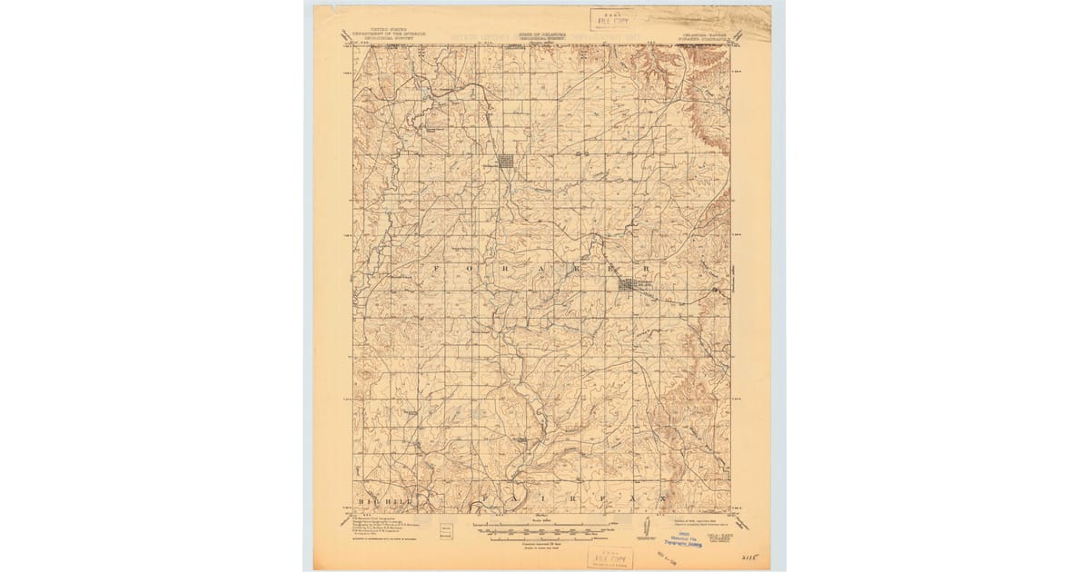 1916 Map of Foraker, OK — High-Res, 1945 Print | Pastmaps