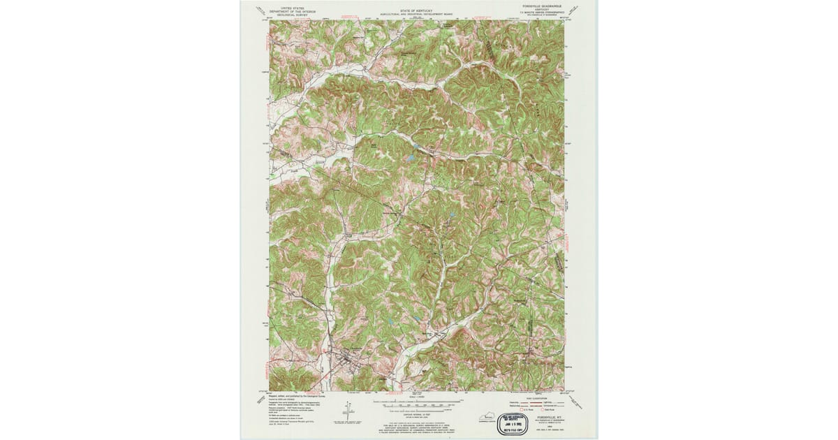 1953 Map of Fordsville, KY — High-Res, 1973 Print | Pastmaps
