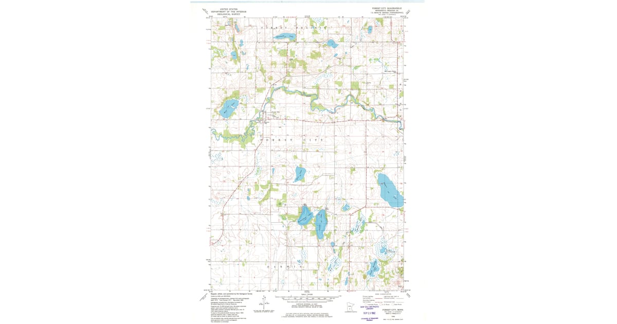 1982 Map of Forest City, Meeker County, MN — High-Res | Pastmaps