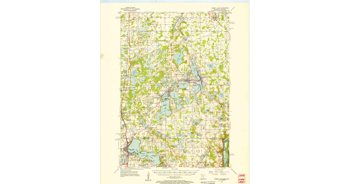 1955 Map of Forest Lake, MN — High-Res | Pastmaps
