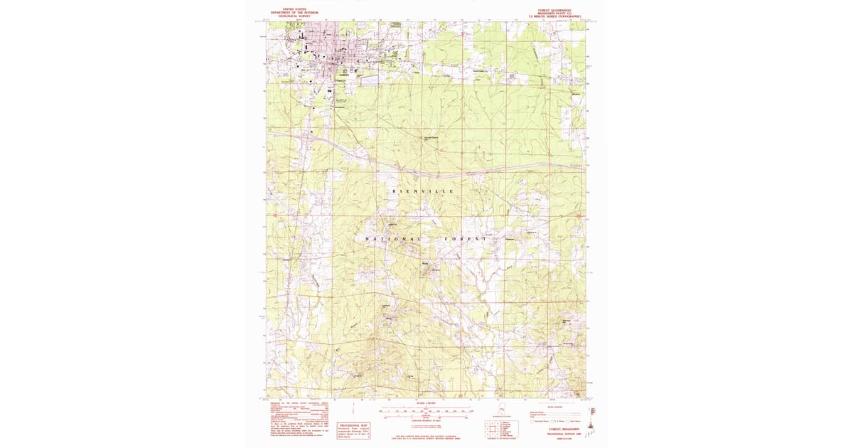1982 Map of Forest, MS — High-Res | Pastmaps