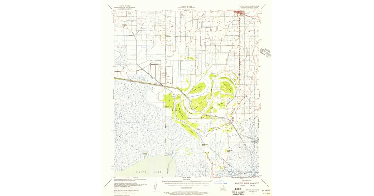 1955 Map of Forked Island, Vermilion Parish, LA — High-Res | Pastmaps