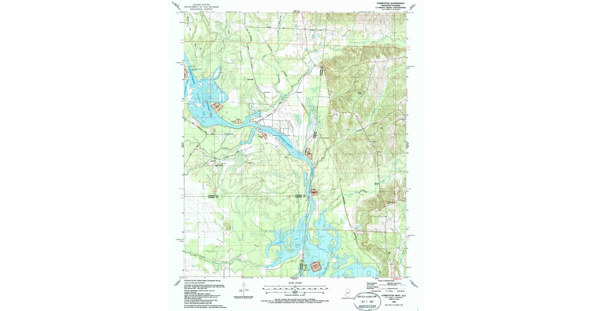1987 Map of Forreston, Lowndes County, MS — High-Res | Pastmaps